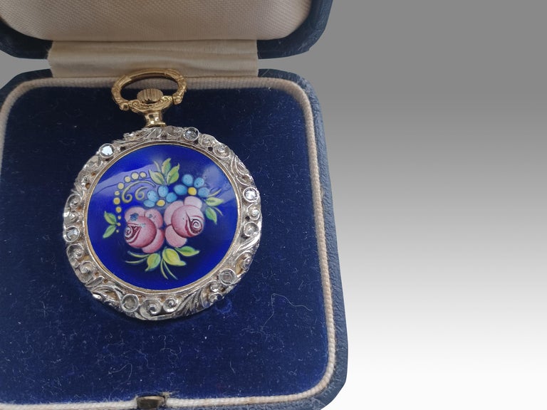 Rare 18ct Ruby and Diamond Pocket Watch with Elaborate Mountings and ...