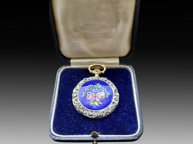 Rare 18ct Ruby and Diamond Pocket Watch with Elaborate Mountings and ...