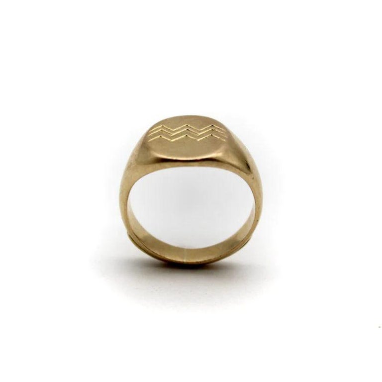 Rare 18K Gold Jean Després Aquarius Zodiac Signet Ring, circa 1950's ...