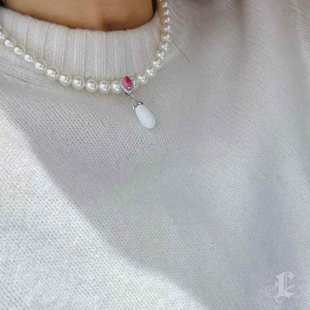 RARE 18k White Gold 1.55ct Diamond Conch Pearl Quahog Pearl Pendant For ...