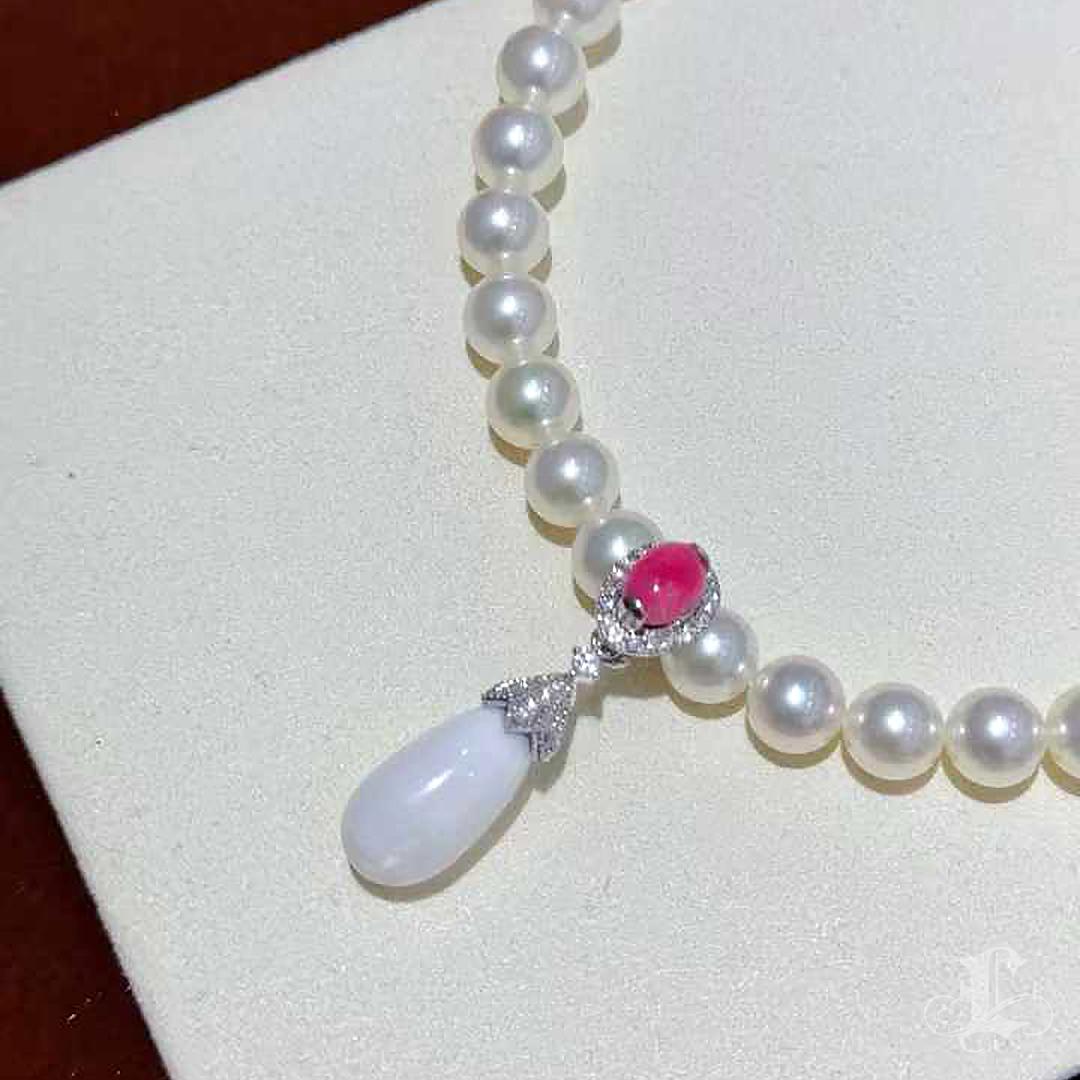 RARE 18k White Gold 1.55ct Diamond Conch Pearl Quahog Pearl Pendant For ...