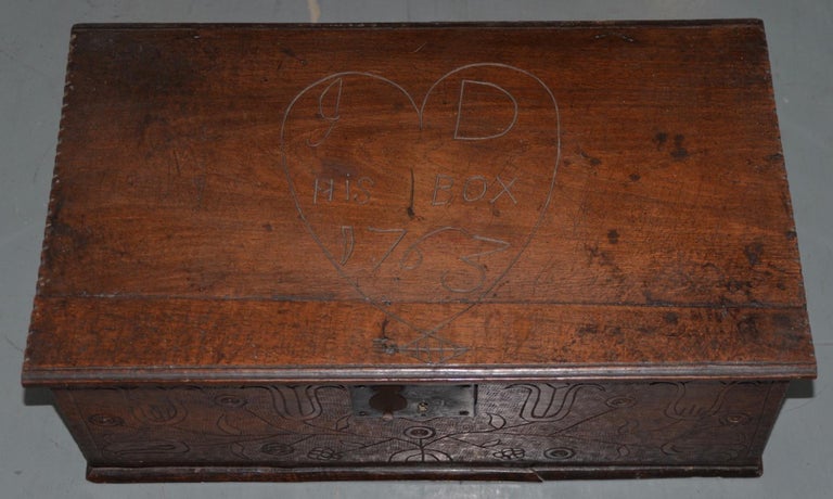 18th Century Early American Hand Carved Walnut Bible Box, circa 1763 at ...