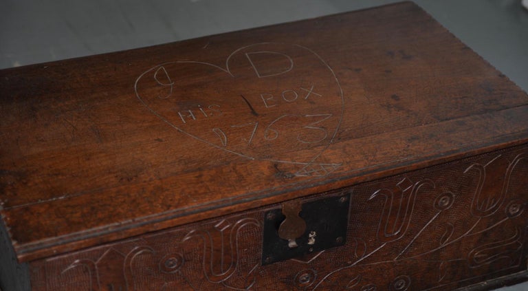 18th Century Early American Hand Carved Walnut Bible Box, circa 1763 at ...