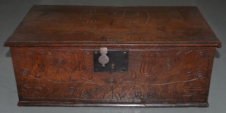 18th Century Early American Hand Carved Walnut Bible Box, circa 1763 at ...