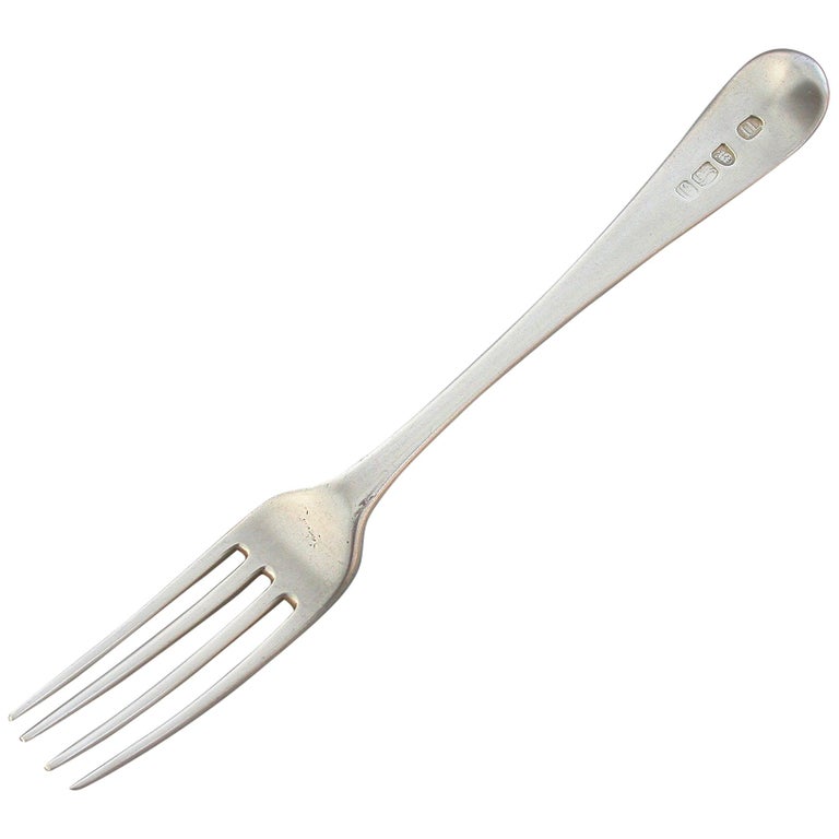 Rare 18th Century Silver Old English Table Fork Front Marked Oddity ...