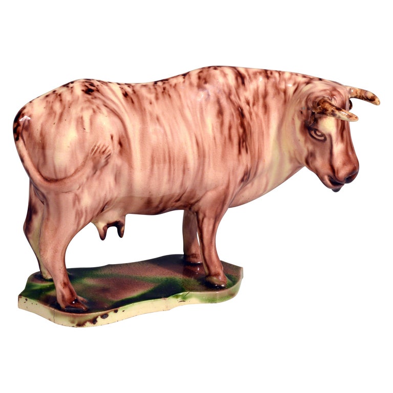 18th Century Whieldon-Type Creamware Pottery Cow For Sale at 1stDibs