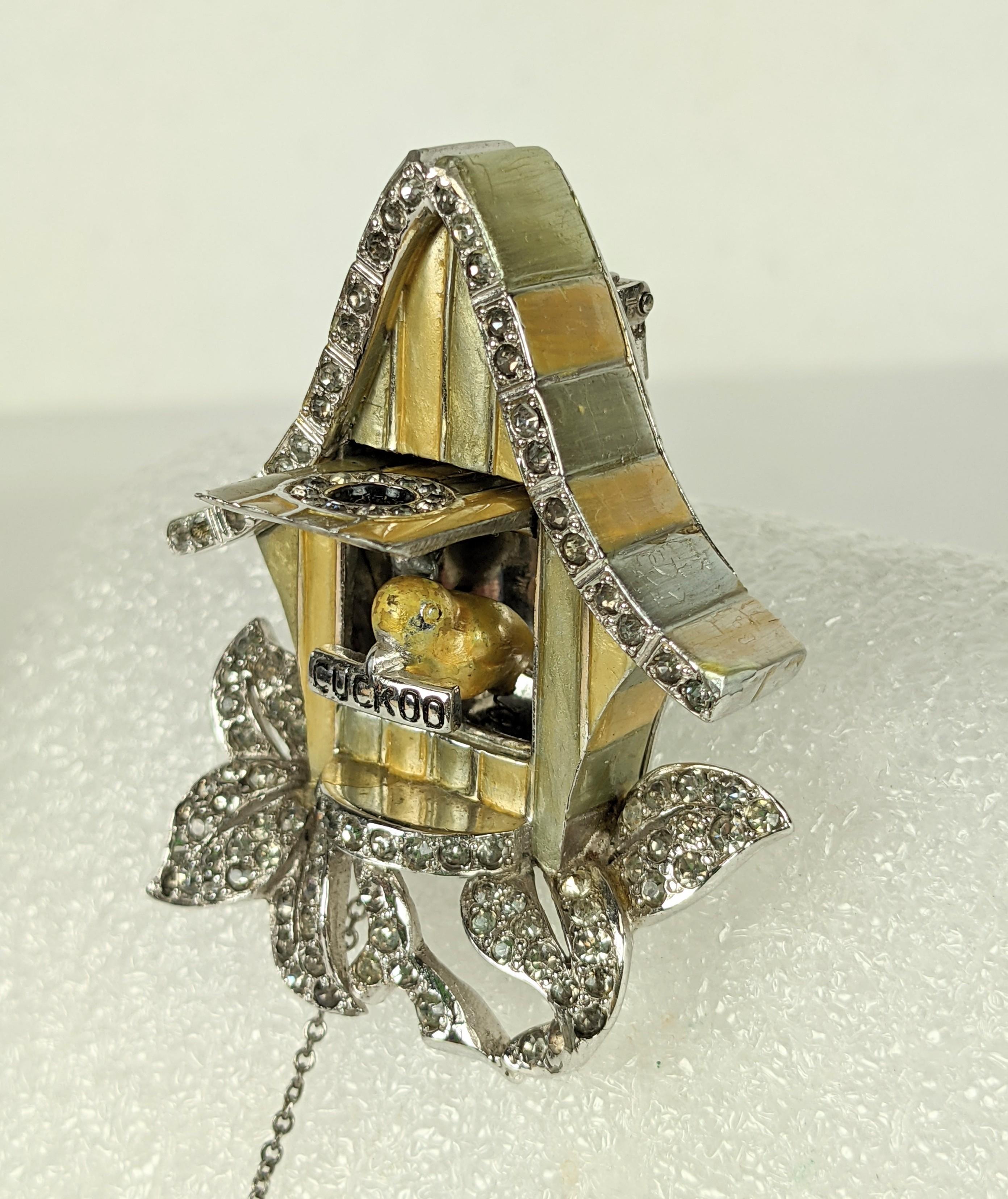 Rare 1940 Marcel Boucher Mechanical Tremblant Cuckoo Clock Clip For ...