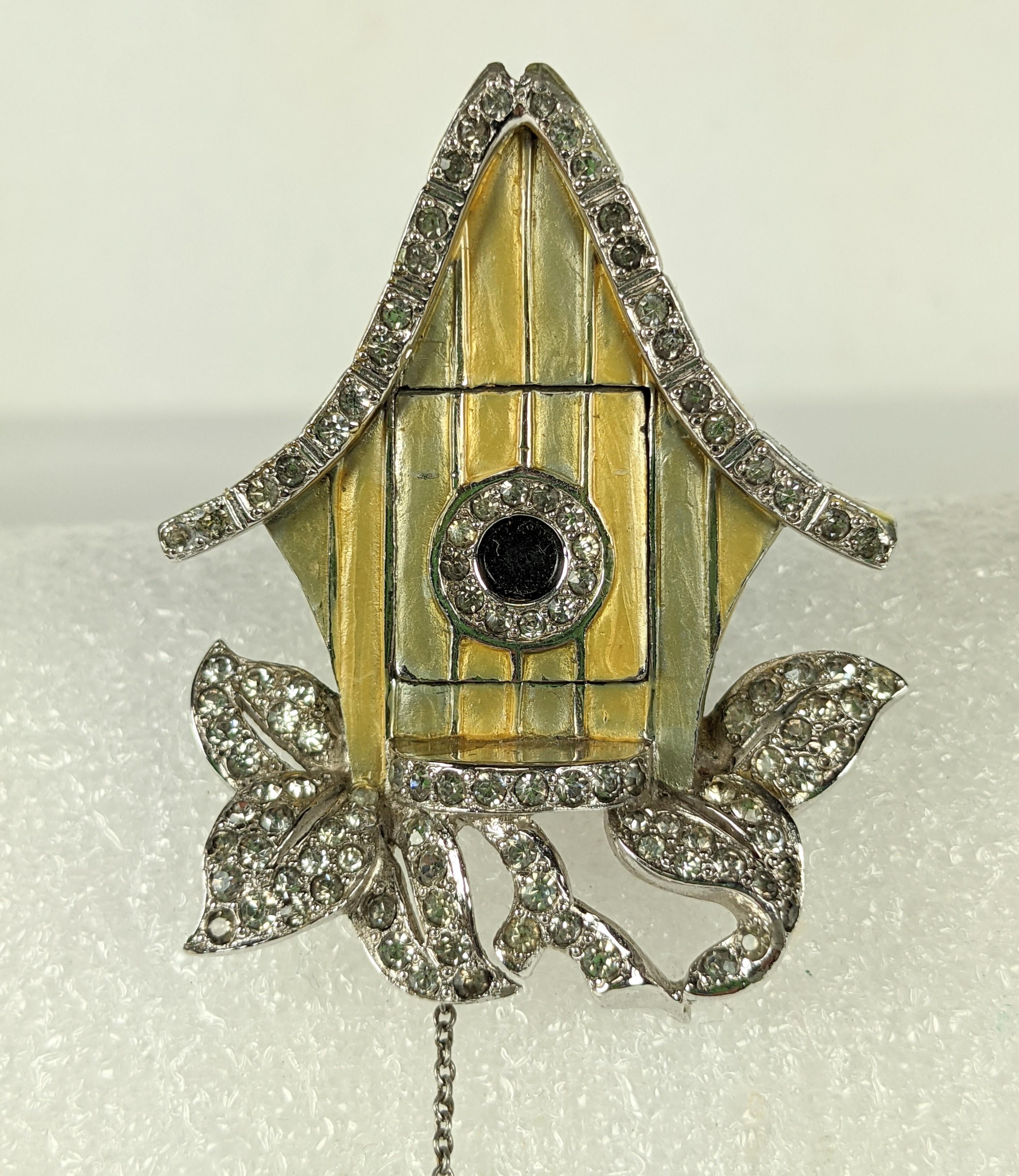 Rare 1940 Marcel Boucher Mechanical Tremblant Cuckoo Clock Clip For ...