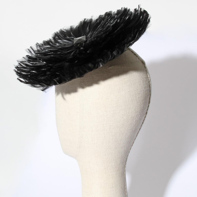 Rare 1940’s Gilbert Adrian Tiered Cockerel Feather Fascinator Hat at ...