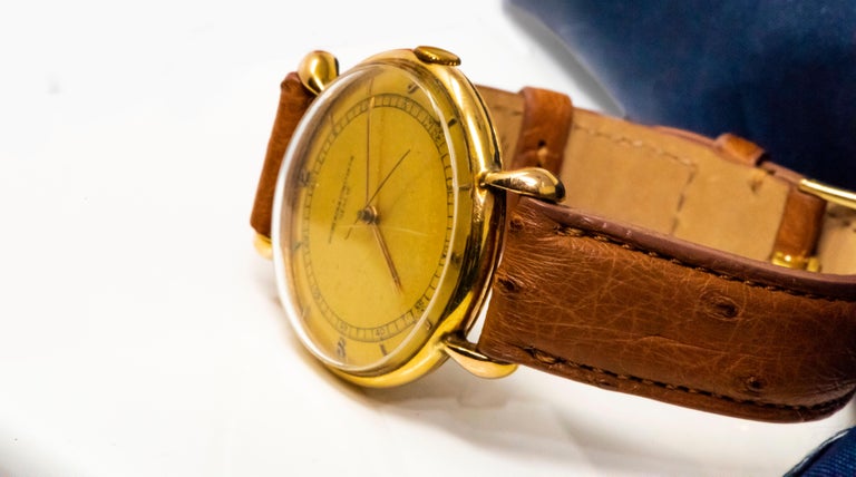 Rare 1940s Vacheron Constantin Lemon Dial Centre Second Tear Drop Lug ...