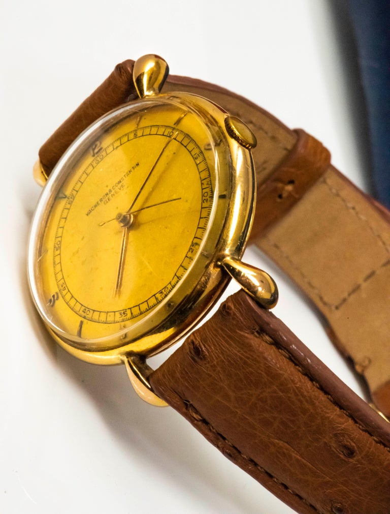 Rare 1940s Vacheron Constantin Lemon Dial Centre Second Tear Drop Lug ...