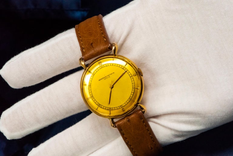 Rare 1940s Vacheron Constantin Lemon Dial Centre Second Tear Drop Lug ...