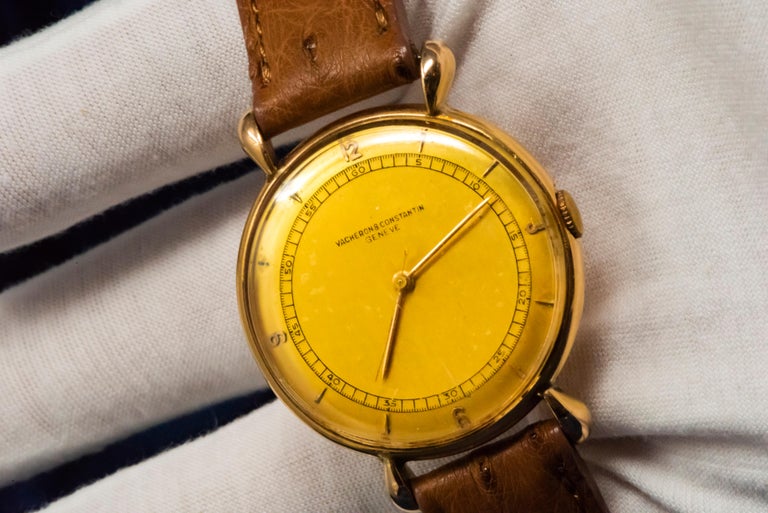 Rare 1940s Vacheron Constantin Lemon Dial Centre Second Tear Drop Lug ...