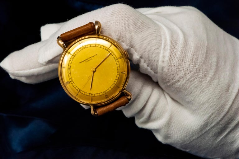 Rare 1940s Vacheron Constantin Lemon Dial Centre Second Tear Drop Lug ...