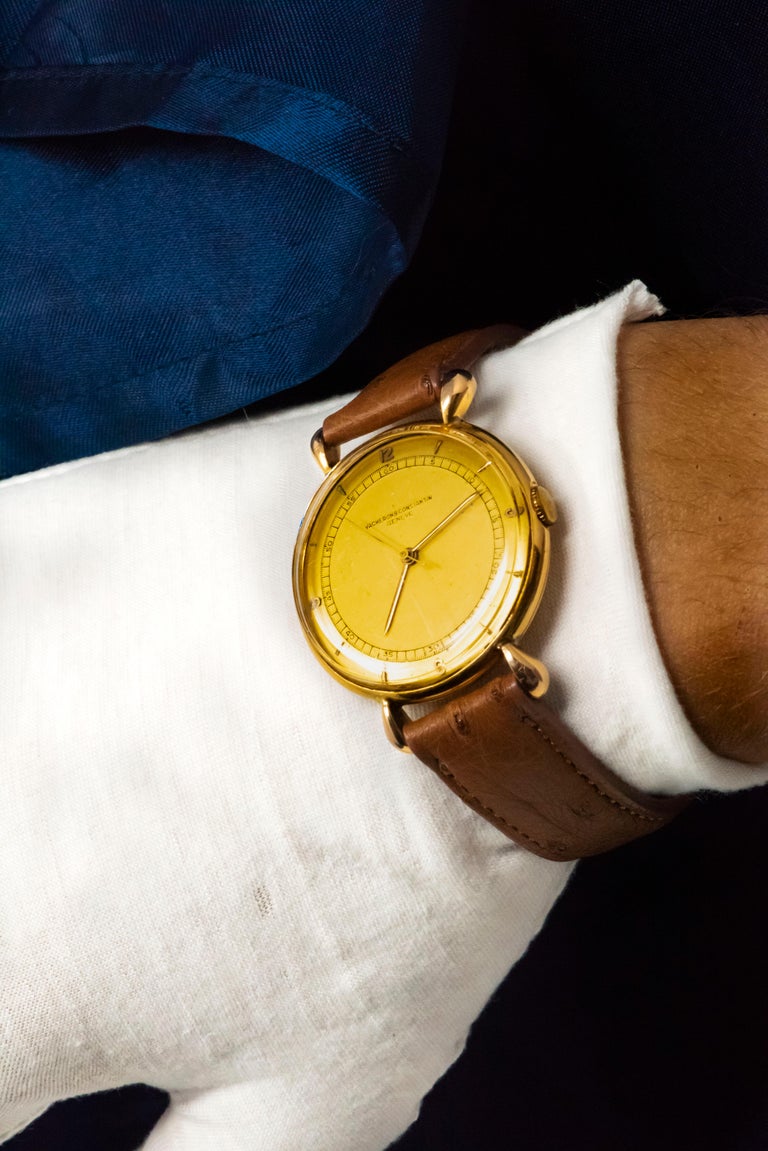 Rare 1940s Vacheron Constantin Lemon Dial Centre Second Tear Drop Lug ...