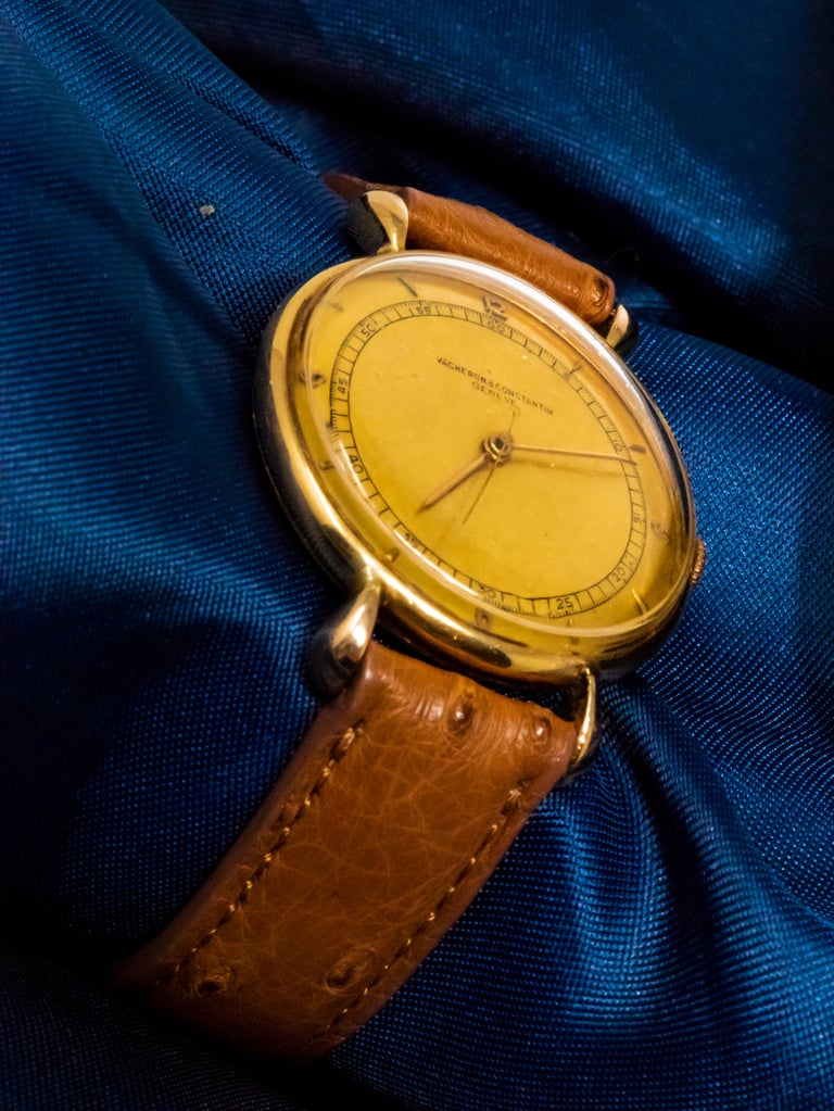 Rare 1940s Vacheron Constantin Lemon Dial Centre Second Tear Drop Lug ...
