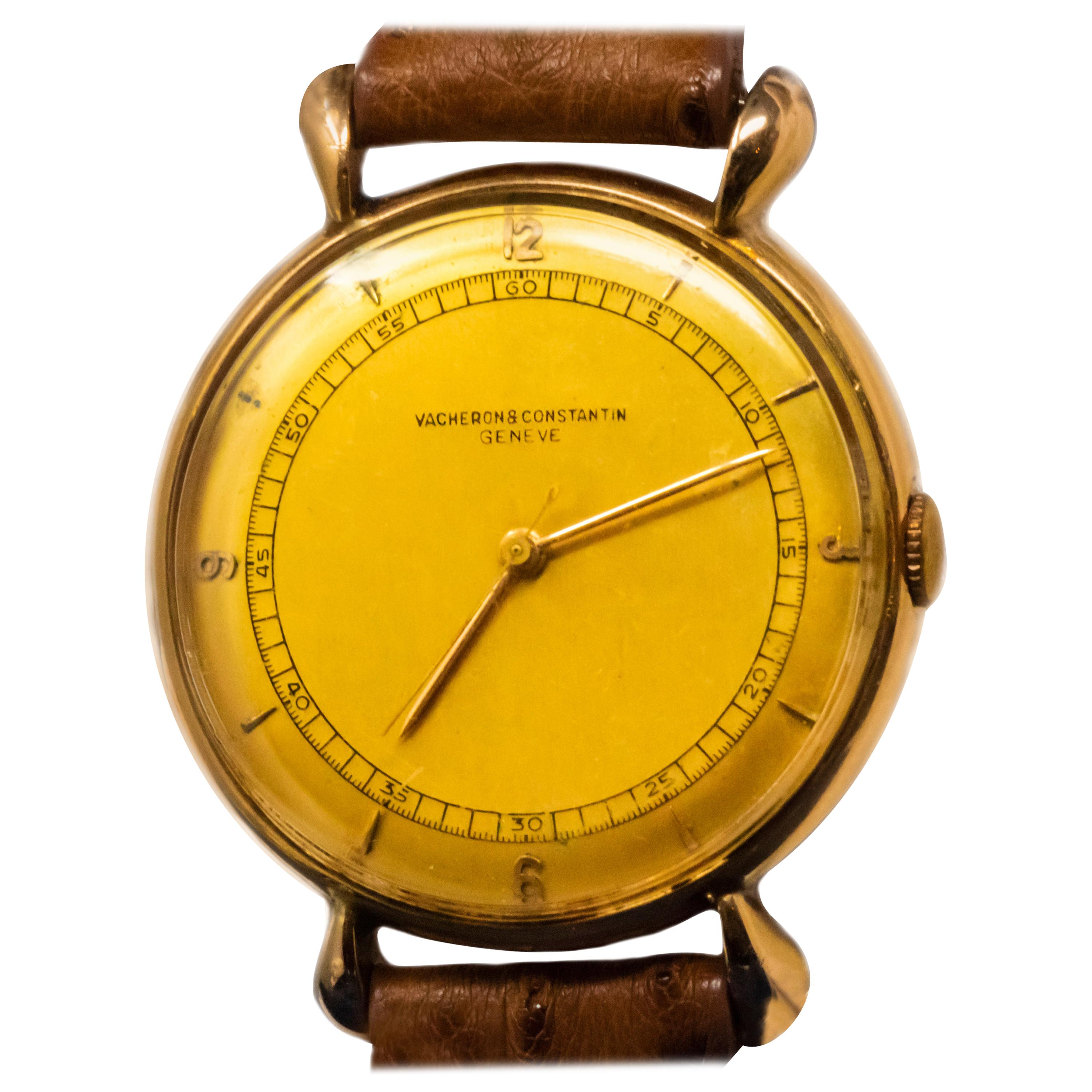 Rare 1940s Vacheron Constantin Lemon Dial Centre Second Tear Drop Lug ...