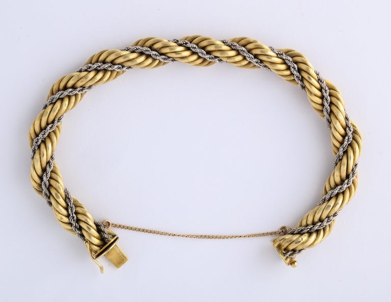 1960s Cartier Two-Tone Gold Rope Twist Chain Bracelet with Box For Sale ...