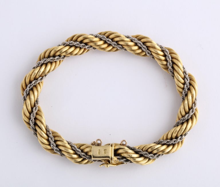 1960s Cartier Two-Tone Gold Rope Twist Chain Bracelet with Box For Sale ...