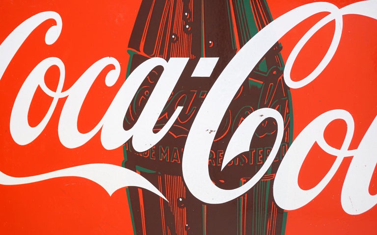 Rare 1950's Coca Cola Button Sign with Bottle Image For Sale at 1stDibs ...
