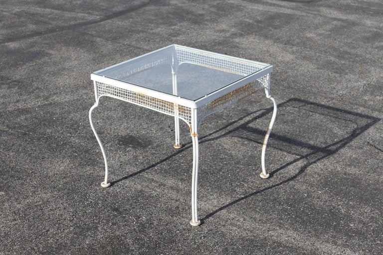 Rare 1950s Mid Century Modern Woodard Wrought Iron and Mesh Glass Top ...