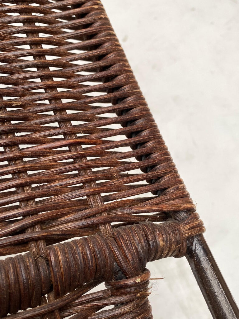 Rare 1950s Rene-Jean Caillette Wicker Lounge Chair with Serpentine Form ...