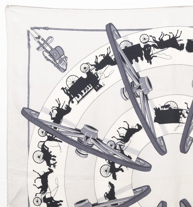 Rare 1951 Hermes Paris qui Roule by Hugo Grygkar Silk Scarf For Sale at ...
