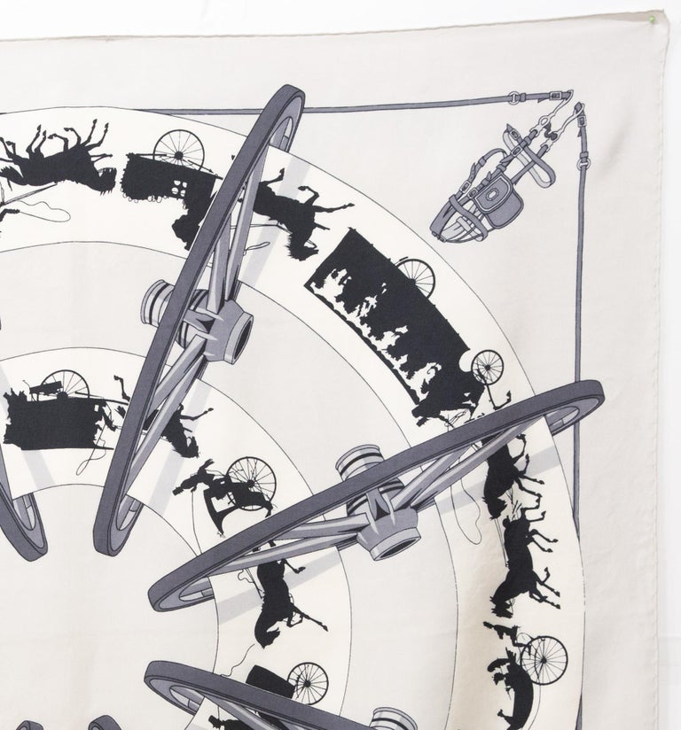 Rare 1951 Hermes Paris qui Roule by Hugo Grygkar Silk Scarf For Sale at ...