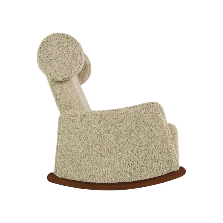 Rare 1960s Lounge Rocking Wingback Chair, Ashwood, Faux Teddy Fur ...