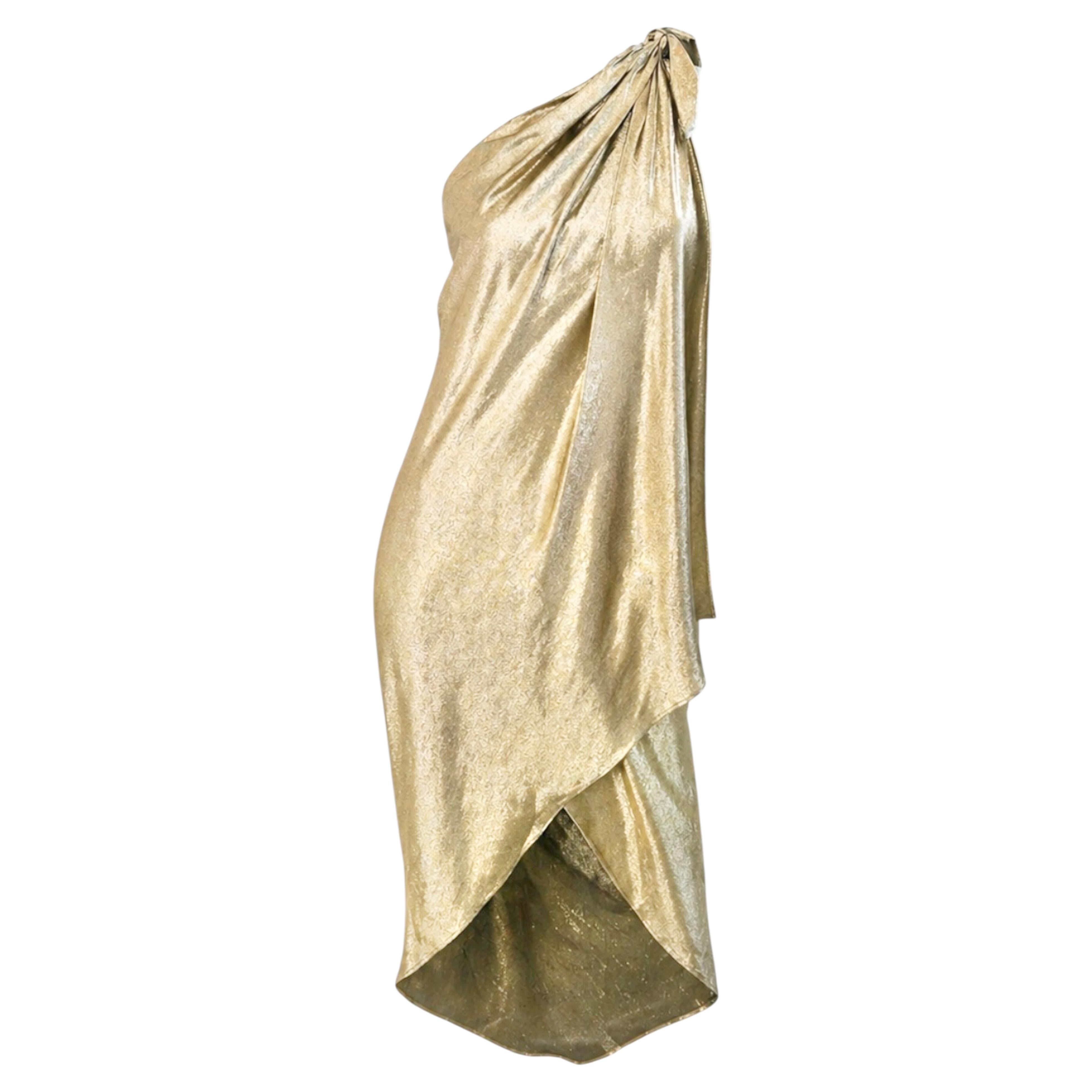 1970's HALSTON green silk bias cut handkerchief hem dress with wrap and ...