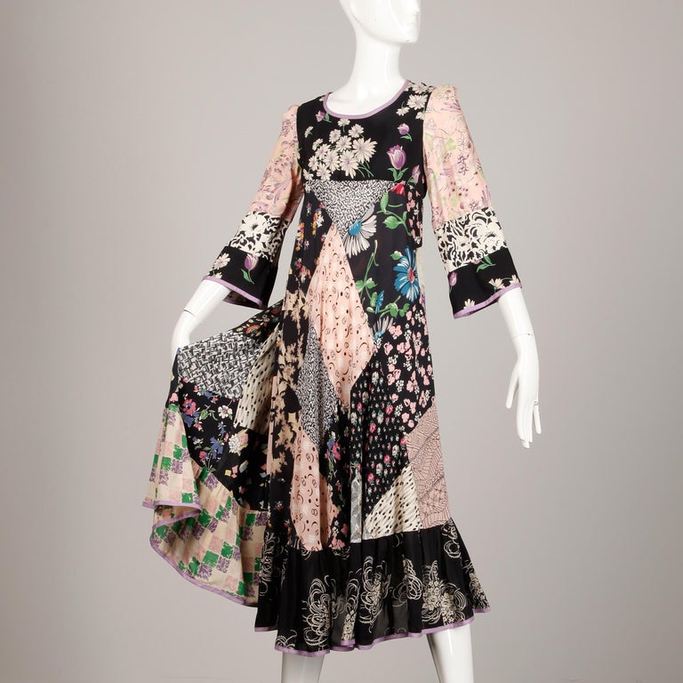Rare 1970s Helga Howie Vintage Patchwork Dress at 1stDibs