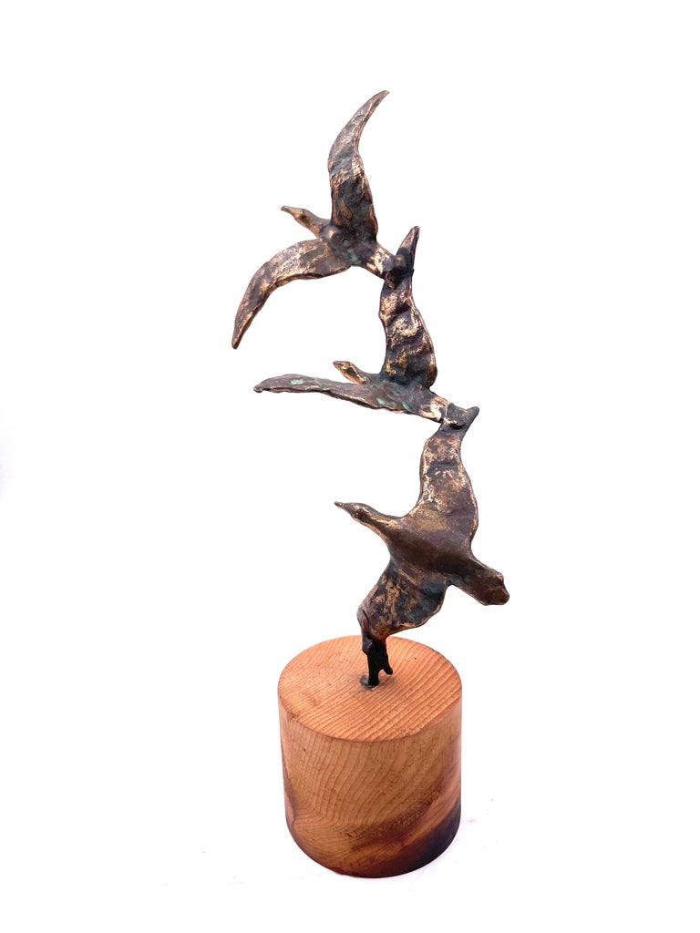 Rare 1970's Signed Flying Birds Sculpture by Curtis Jere in Bronze at ...