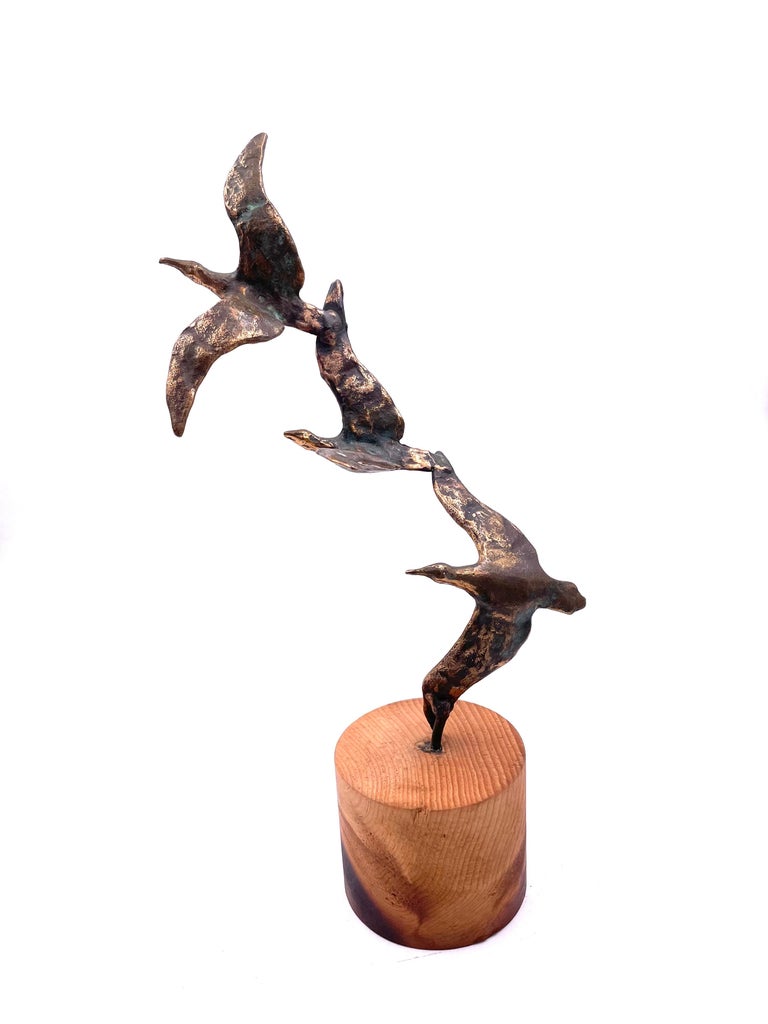 Rare 1970's Signed Flying Birds Sculpture by Curtis Jere in Bronze at ...