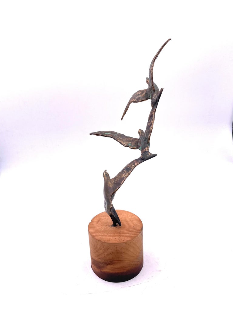 Rare 1970's Signed Flying Birds Sculpture by Curtis Jere in Bronze at ...