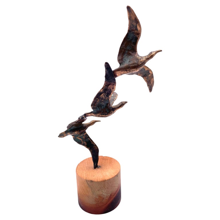 Rare 1970's Signed Flying Birds Sculpture by Curtis Jere in Bronze at ...