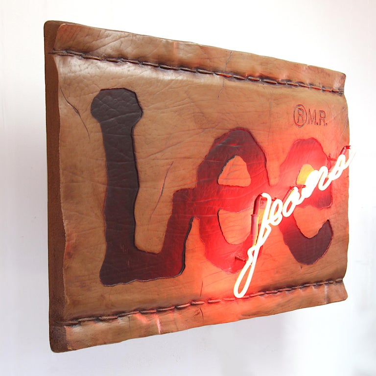 Rare 1980s Vintage Lee Jeans Commercial Dealer Leather Tag Neon Sign ...