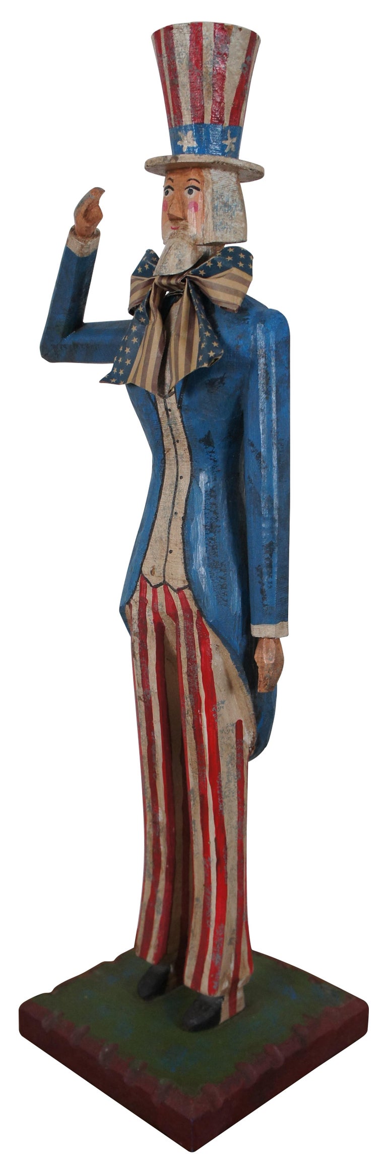 Rare 1982 Curtis Jere Americana Carved Folk Art Uncle Sam Sculpture For ...