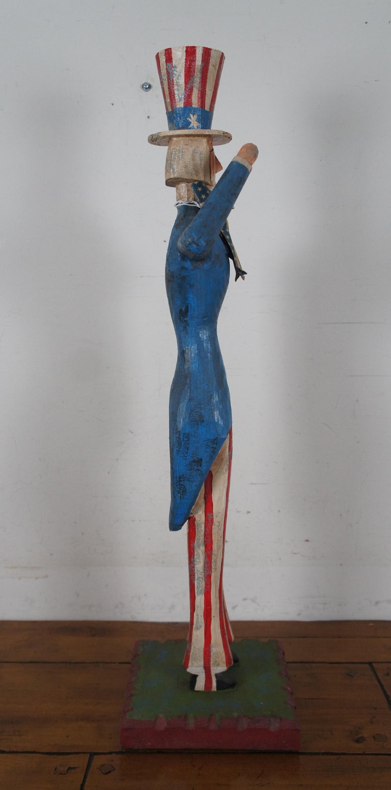 Rare 1982 Curtis Jere Americana Carved Folk Art Uncle Sam Sculpture For ...