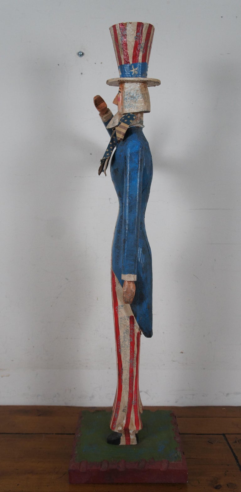 Rare 1982 Curtis Jere Americana Carved Folk Art Uncle Sam Sculpture For ...