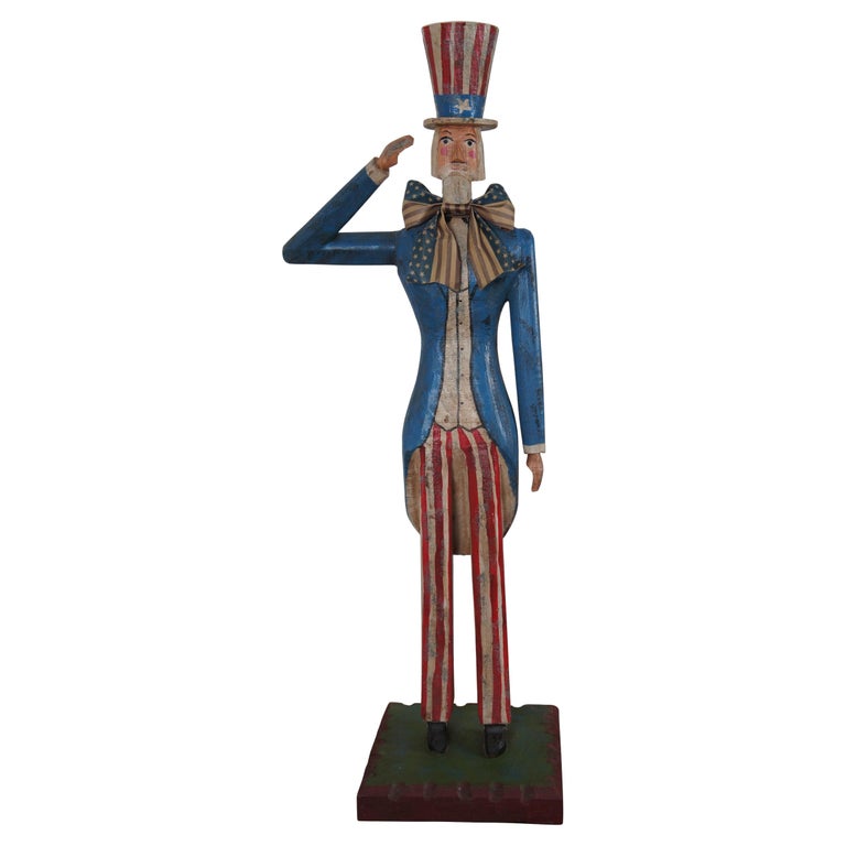 Rare 1982 Curtis Jere Americana Carved Folk Art Uncle Sam Sculpture For ...