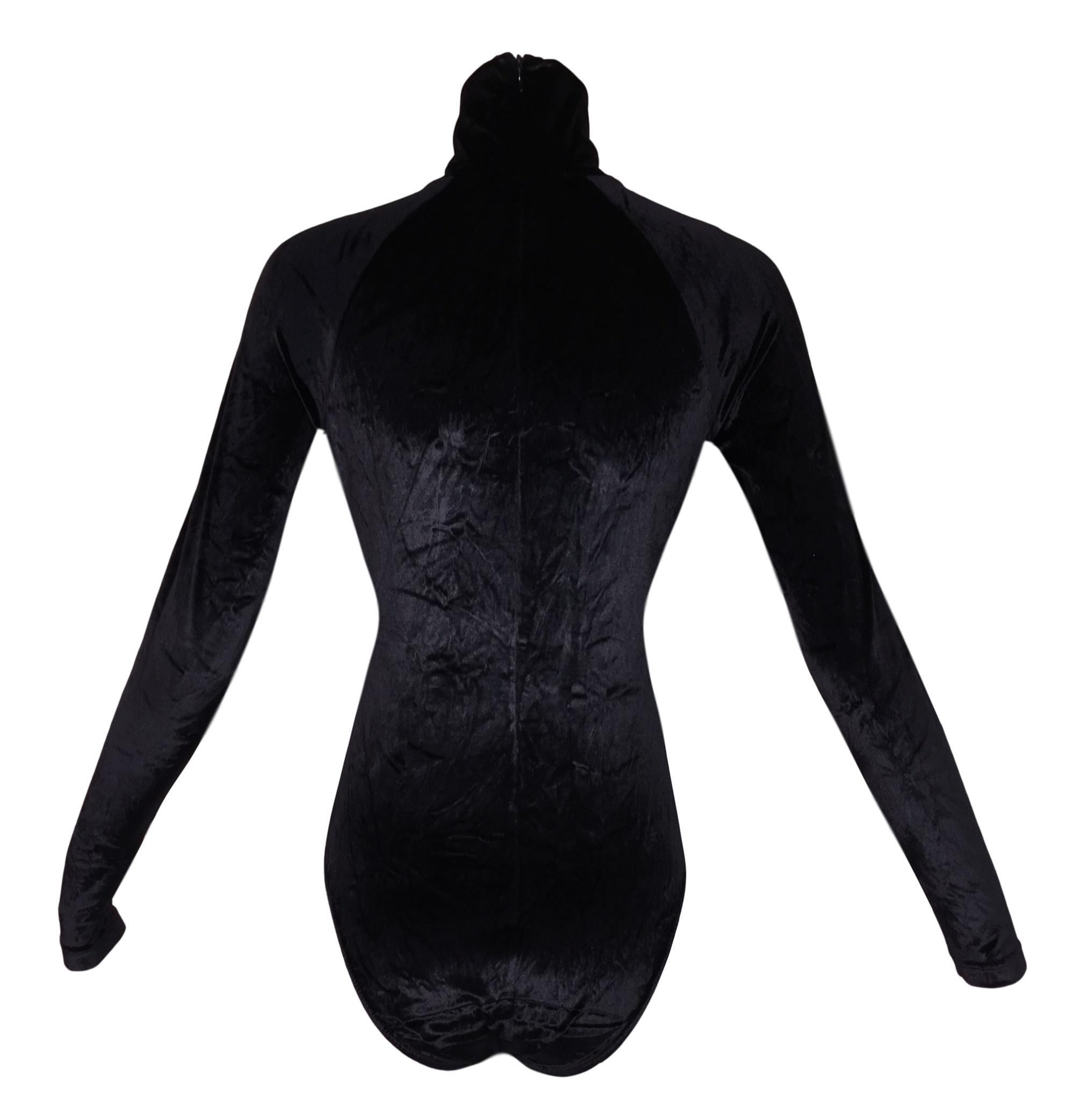 *RARE* 1994 Gucci by Tom Ford Black Velvet High Neck Bodysuit Top S at ...