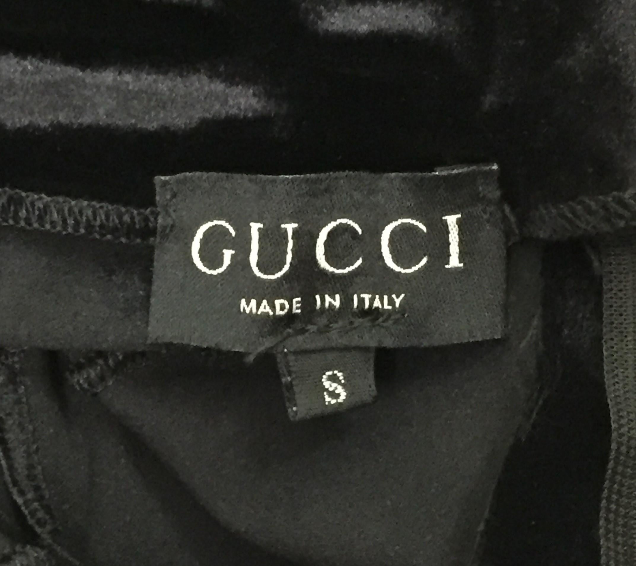 *RARE* 1994 Gucci by Tom Ford Black Velvet High Neck Bodysuit Top S at ...