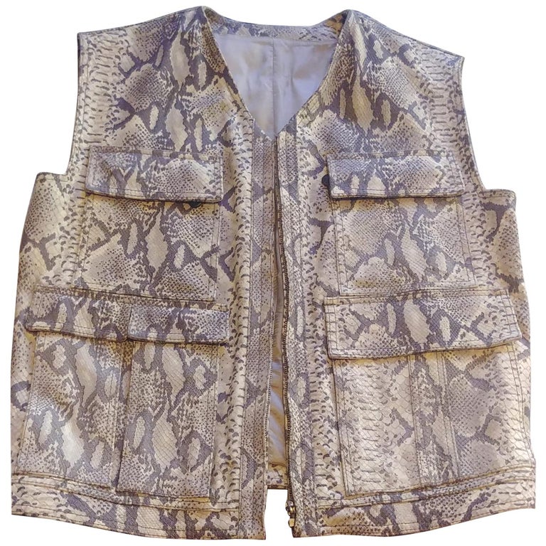 Rare 1995 Gianni Versace Leather Snake Print Men's Vest at 1stDibs