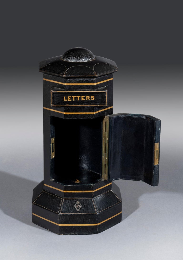 Rare 19th Century Black Morocco Leather Covered Miniature Country ...