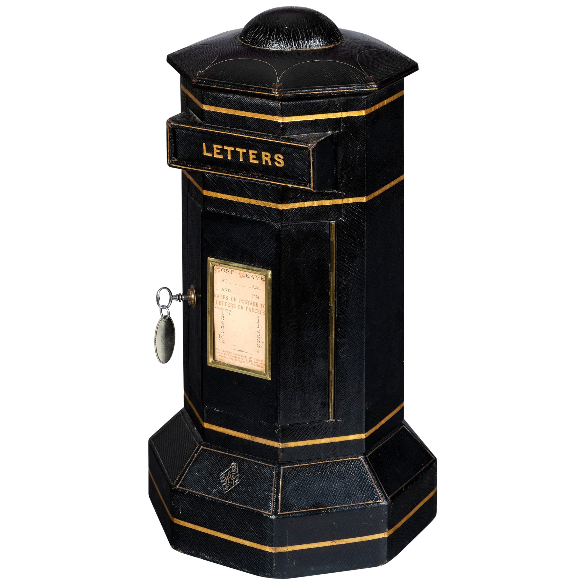 Rare 19th Century Black Morocco Leather Covered Miniature Country ...