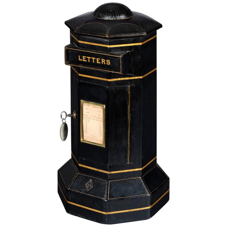 Rare 19th Century Black Morocco Leather Covered Miniature Country ...