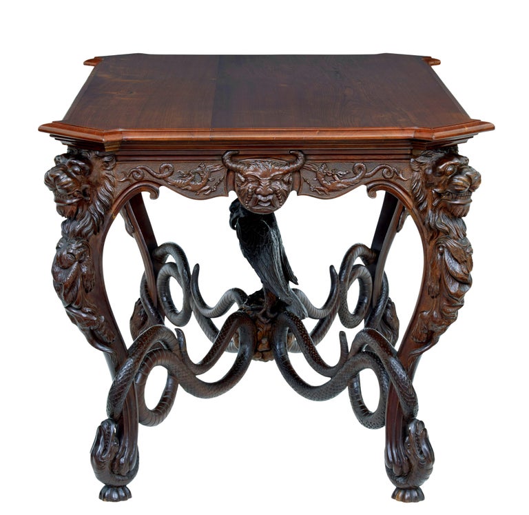 Rare 19th Century Continental Carved Mahogany Center Table For Sale at ...
