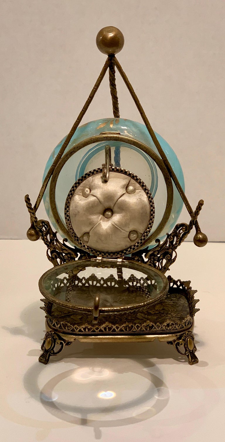 Rare 19th Century French Antique Victorian Glass Pocket Watch Holder or ...