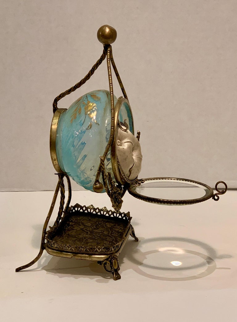 Rare 19th Century French Antique Victorian Glass Pocket Watch Holder or ...