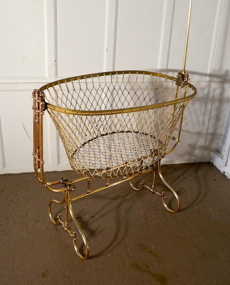 Rare 19th Century French Brass Swinging, Rocking Crib at 1stDibs